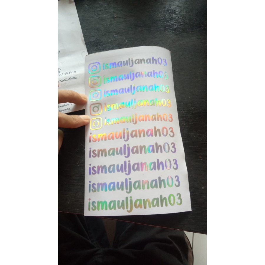 Jual Stiker Hologram Nama IG nama custom stiker laptop stiker motor Uk ...