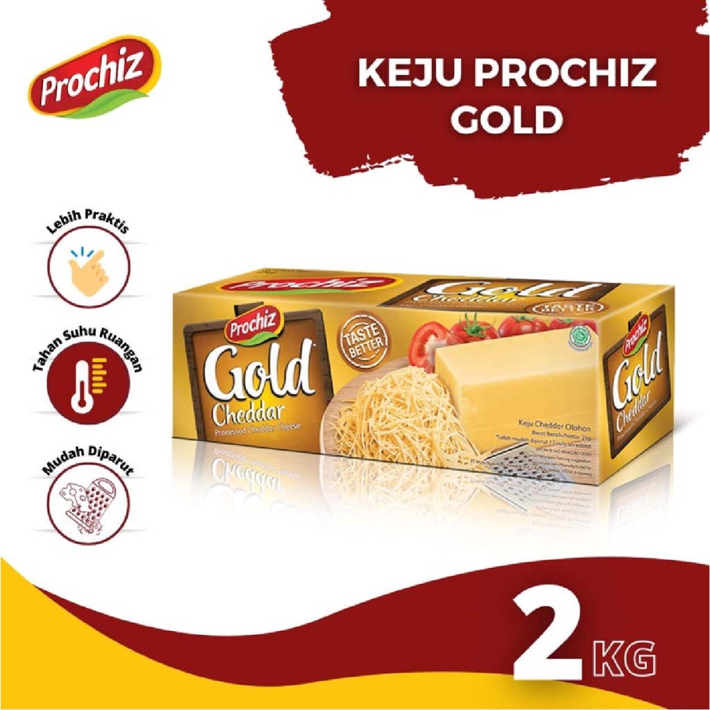 Jual Prochiz Gold Cheddar Keju Prochiz Gold 2 kg 2kg | Shopee Indonesia