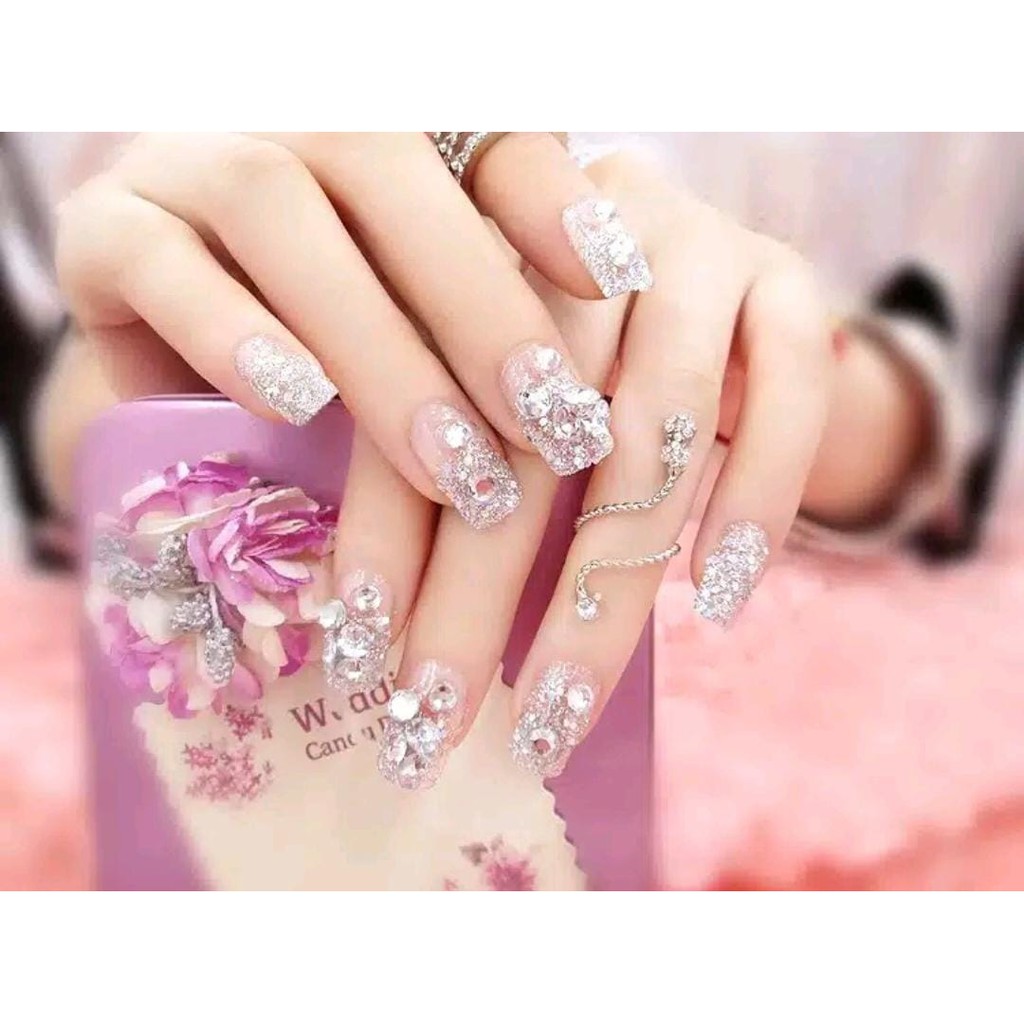 Jual Kuku Palsu Pengantin 3D Free Lem Fake Nail Art Wedding Murah ...
