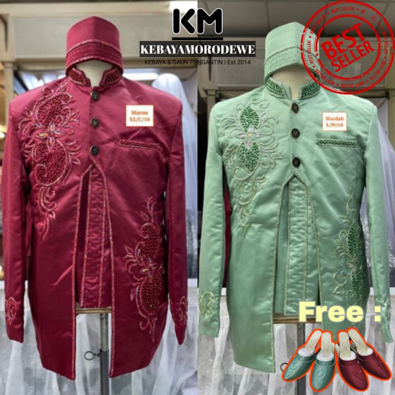 Jual Beskap Pengantin Bridal Kancing 3 / Beskap Pengantin Pria Kancing ...