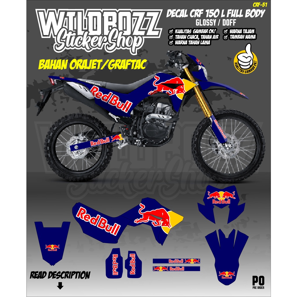 Jual decal CRF 150L full body simpel keren (crf-51) bahan orajet ...