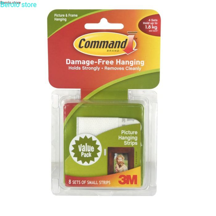 Jual lem dinding /3m Strip Command Small Picture Hanging - 8 Pc ...