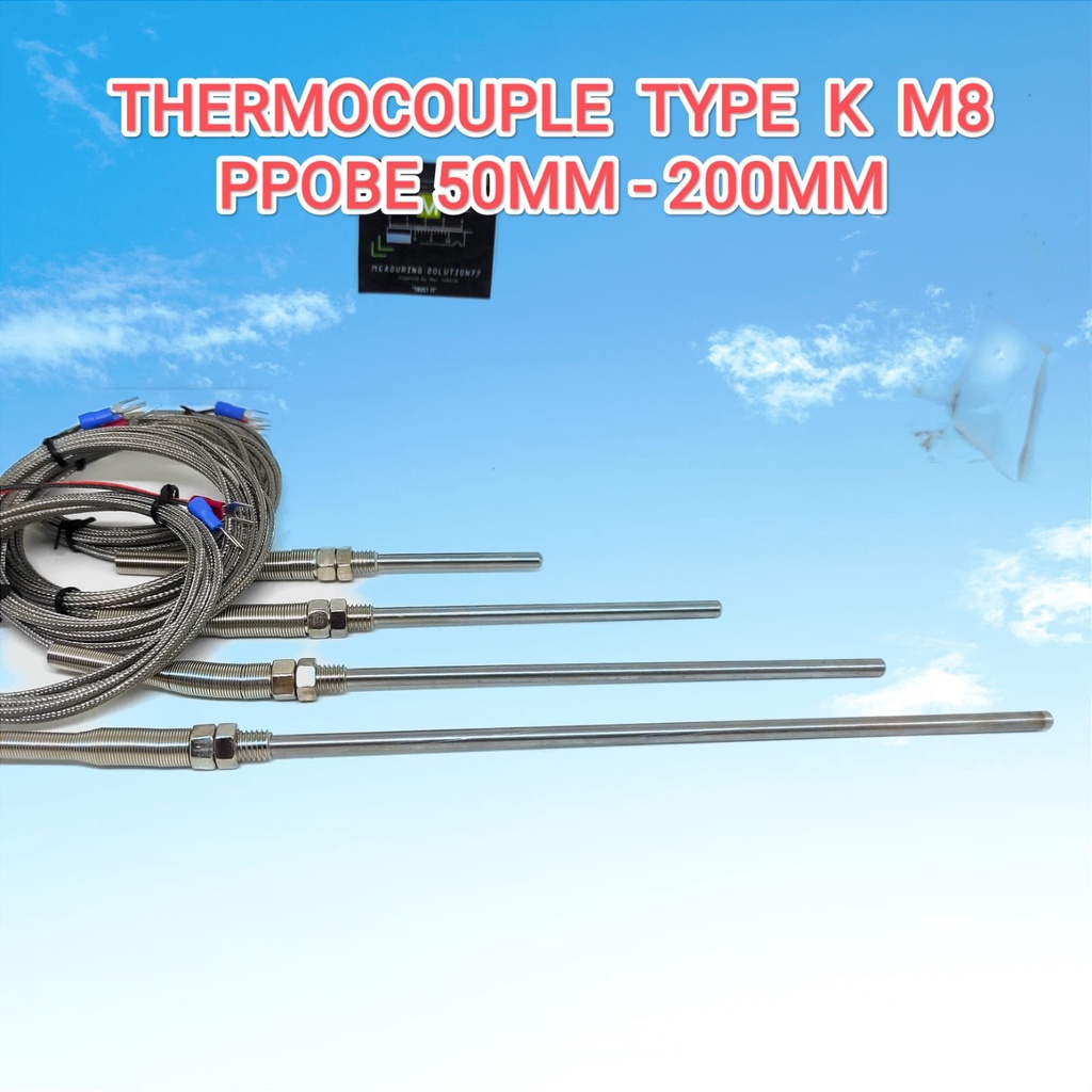 Jual Thermocouple type K M8 probe 50-200mm termokopel tipe K kabel 2M ...