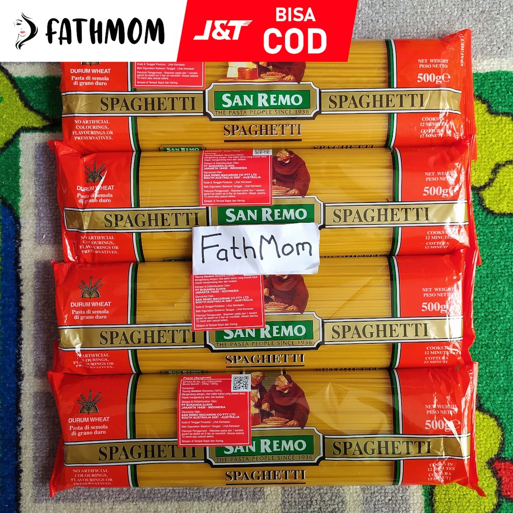 Jual SAN REMO Pasta Spaghetti Instan Gandum Durum Semolina 500gr ...