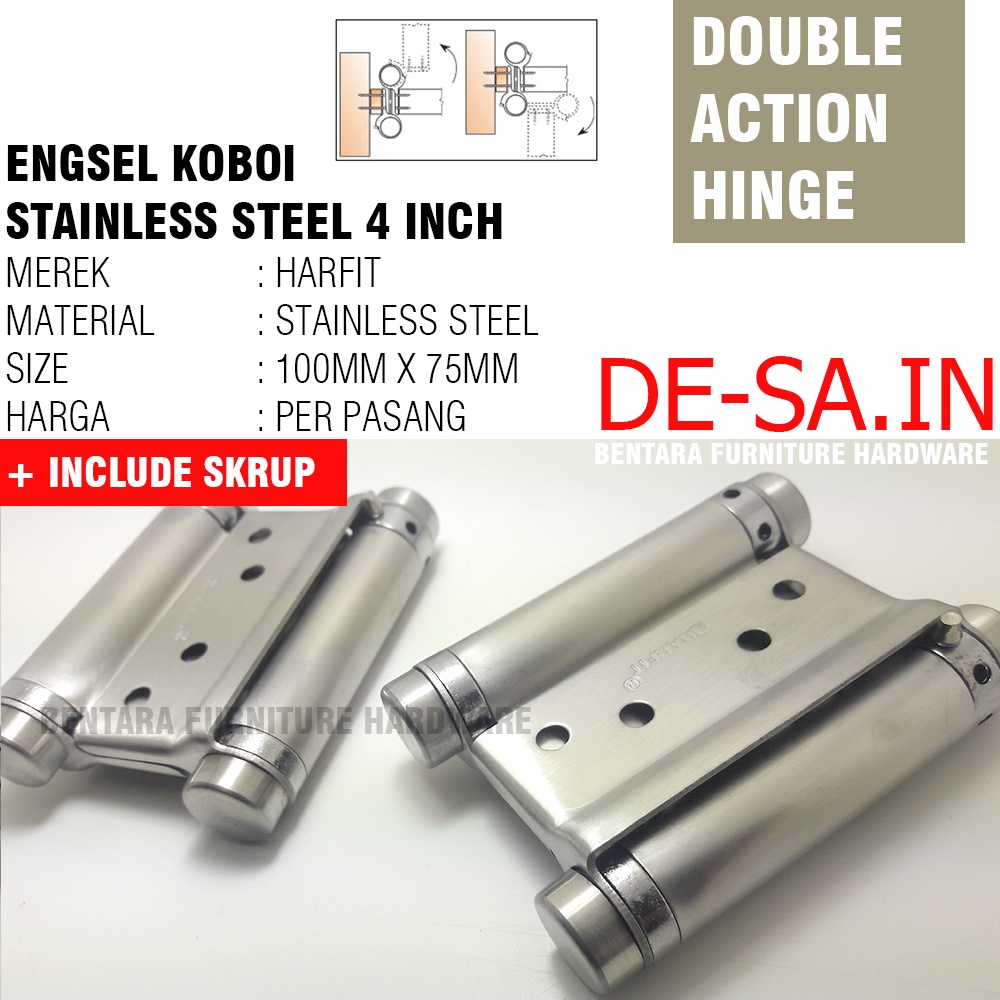 Jual 4 INCHI HARFIT ENGSEL KOBOI GQ Good Quality Stainless Steel Double ...