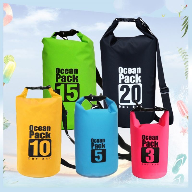Jual DRY BAG Ocean Pack 2L,3L, 5L,10L, 15L, 20L (model 1 tali) | Shopee Indonesia