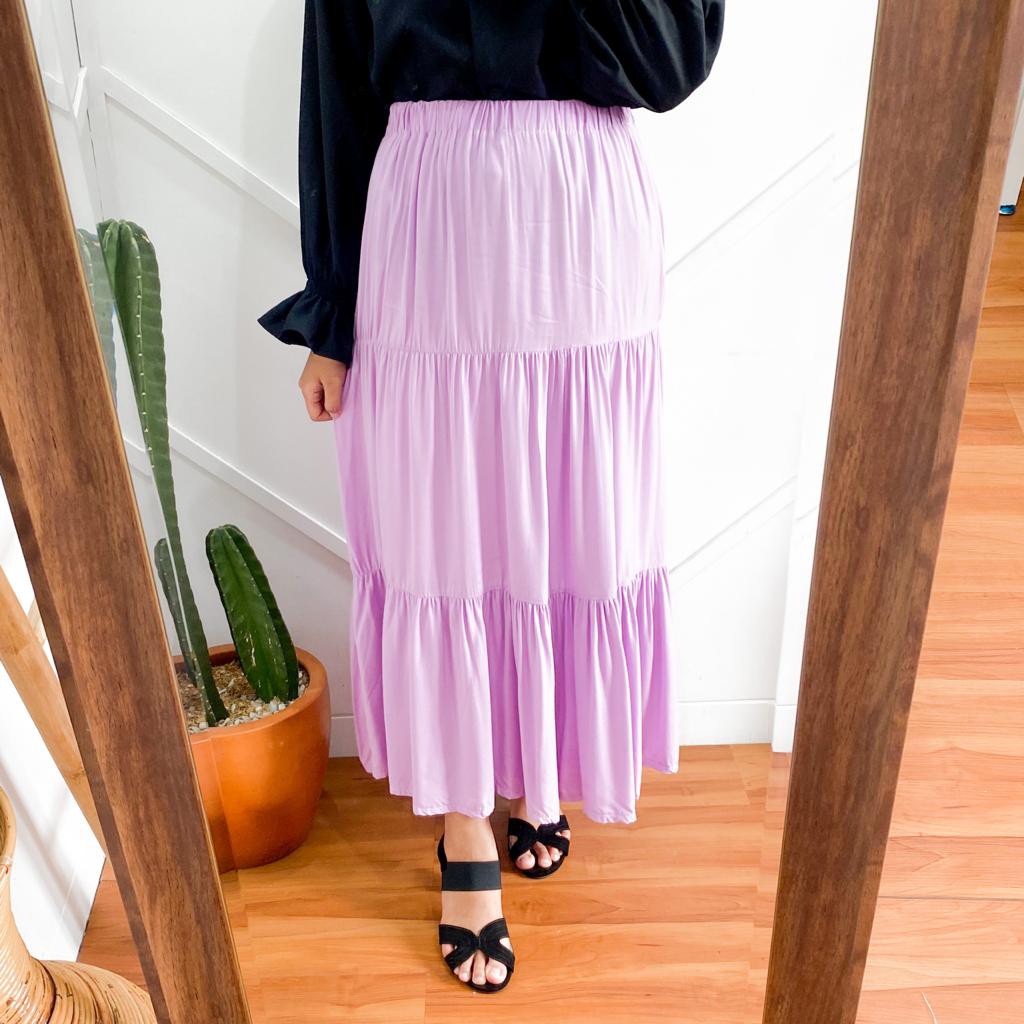 Jual Rok Wanita Kekinian Ima Skirt Bahan Rayon Rok Rampel Rok Bahan Katun Rayon Rok Adem 