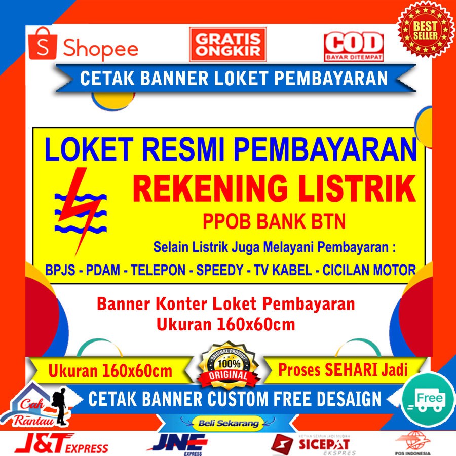 Jual Cetak Spanduk Banner Konter Usaha Loket Pembayaran Token Rekening ...