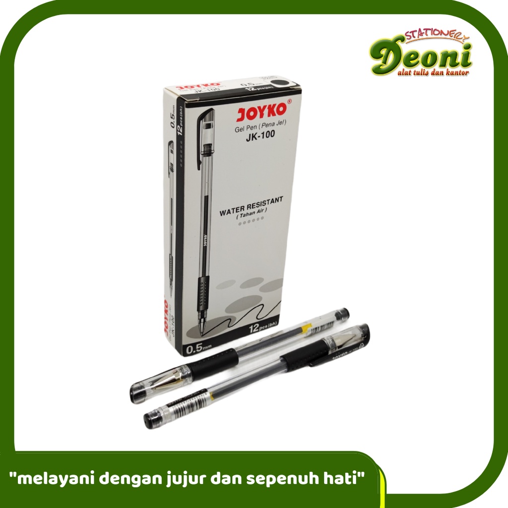 Jual JOYKO JK-100 Gel Pen / Pulpen / Pena Joyko / 0.5 mm - Hitam ( 1 BOX, 12 PCS) | Shopee Indonesia