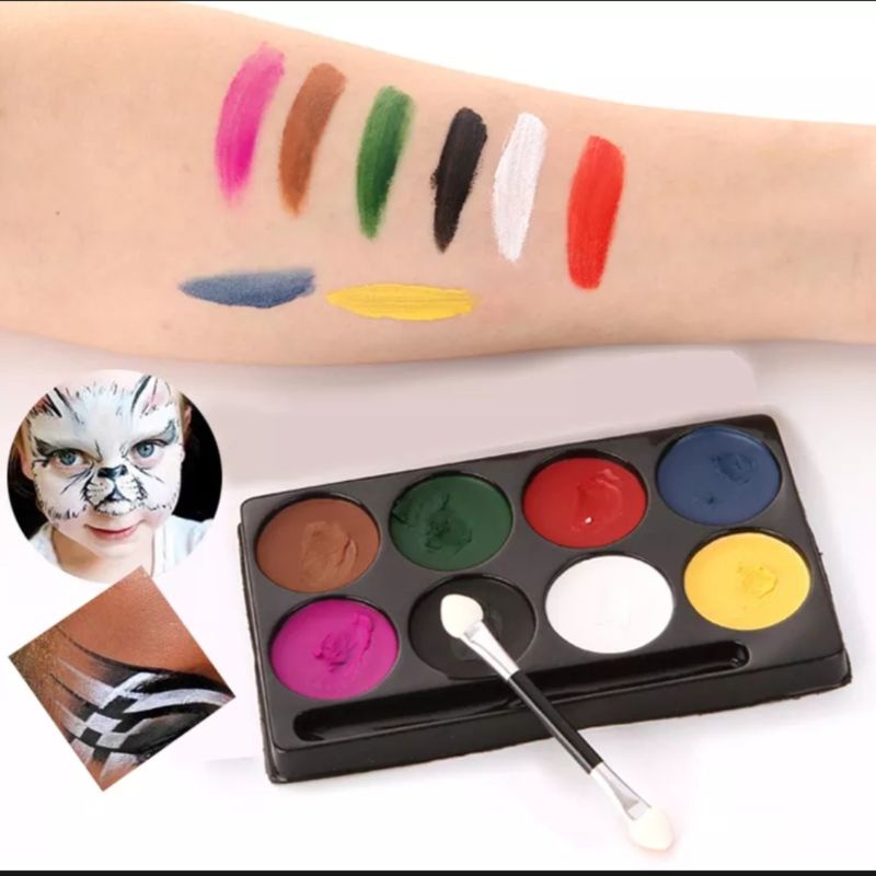 Jual Cat Wajah Tubuh 8 warna / facepaint /facepainting murah | Shopee ...