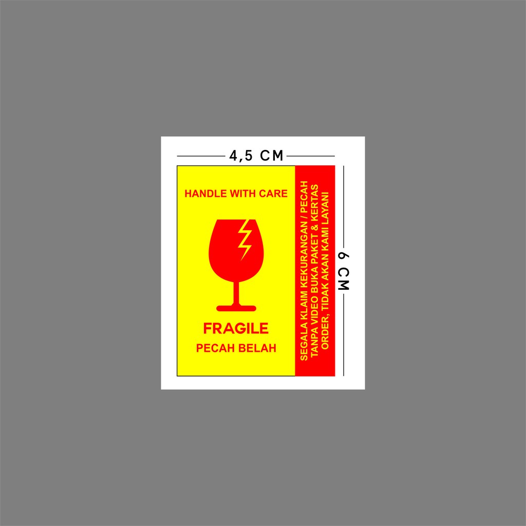 Jual Sticker FRAGILE uk. 4,5 x 6 cm 2 Warna (Merah dan Kuning) | Shopee ...