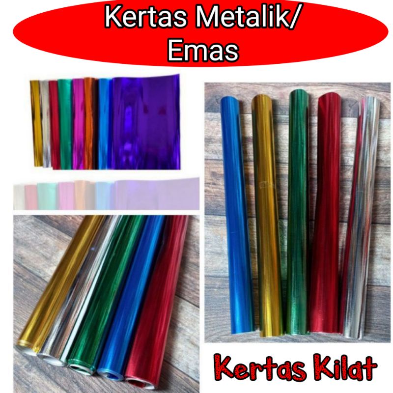 Jual Kertas Sampul Kilat / Kertas Metalik Emas / Kertas Timah | Shopee ...