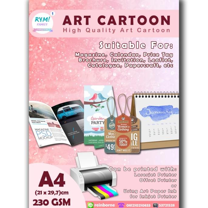 Jual Kertas Art Cartoon 230gsm A4 (1 Rim/500 Lembar) | Shopee Indonesia