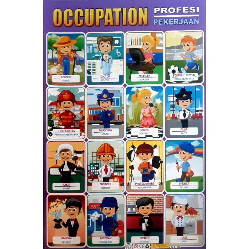 Jual POSTER EDUKASI ANAK JENIS JENIS PEKERJAAN (OCCUPATION) | Shopee ...