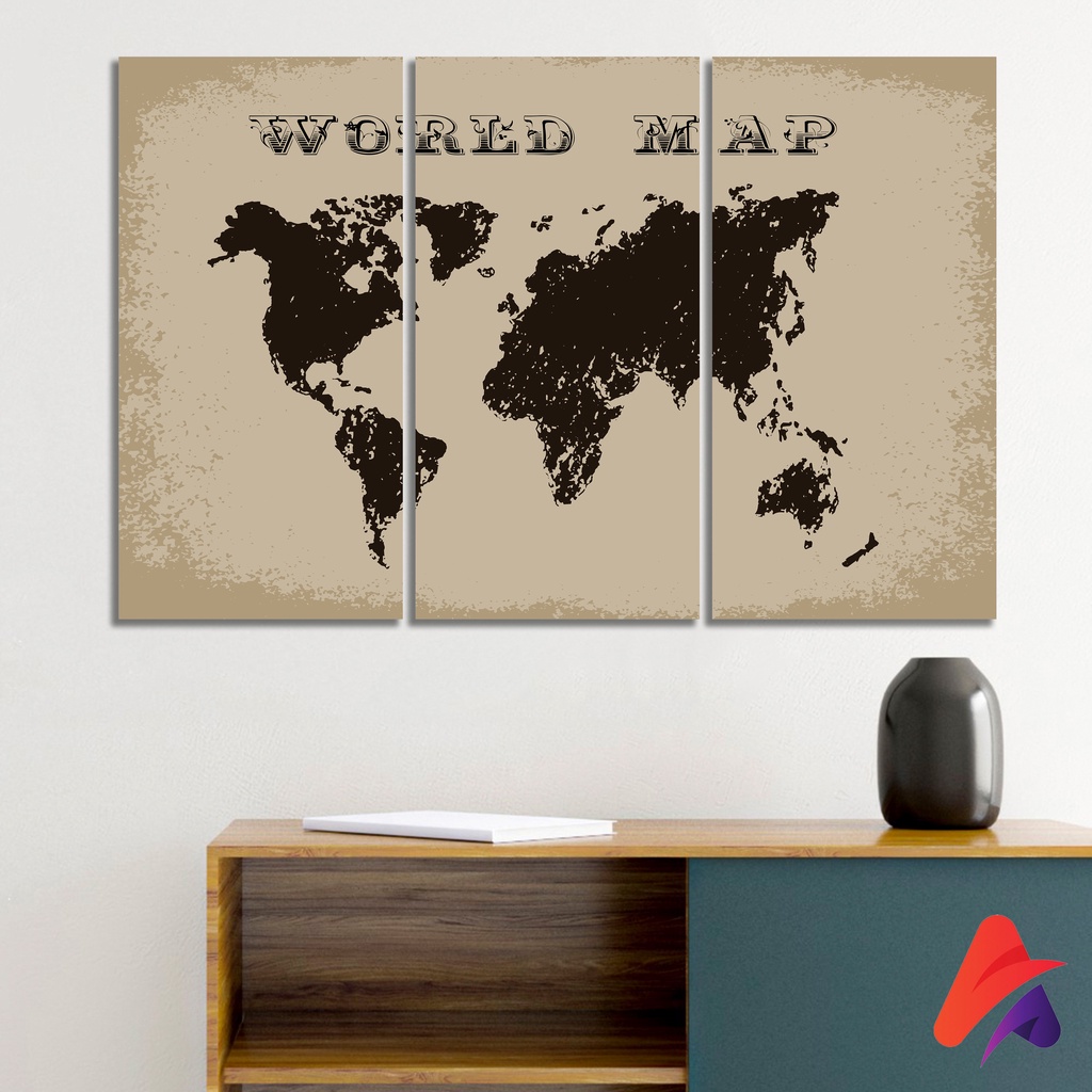 Jual HIASAN DINDING SET WORLD MAP ( DAPAT 3 PCS) WALL DECOR SATU SET ...