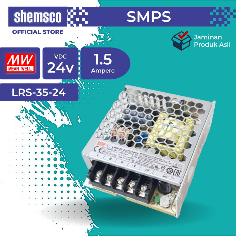 Jual 24v DC 1.5A SMPS Meanwell LRS-35-24 Switching Power Supply Mean Well PSU Power Suplai 24vdc ...
