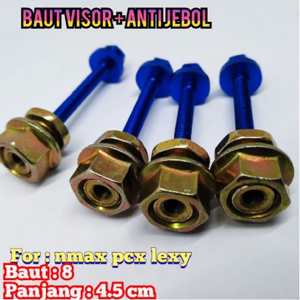 Jual PAKET BAUT 4 PCS BAUT PANJANG VISOR + MUR ANTI JEBOL NMAX LEXI ...