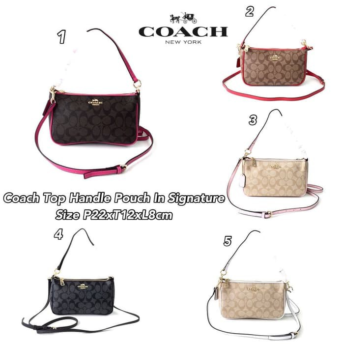Jual COACH Top Handle Pouch in Signature | Shopee Indonesia
