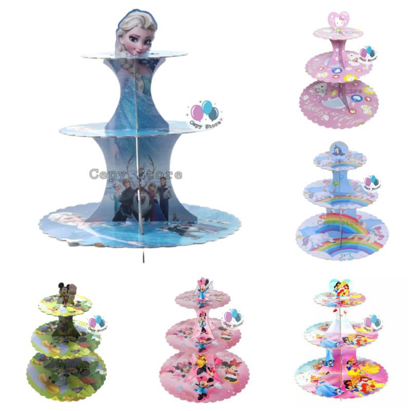Jual Cake Tier / Standing Cake / Tempat Kue Cup Cake Stand Aneka Karakter | Shopee Indonesia