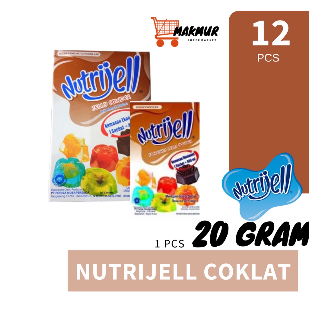 Jual Nutrijell Jelly Powder Coklat 20 gram - 1 pack 12 pcs | Shopee ...