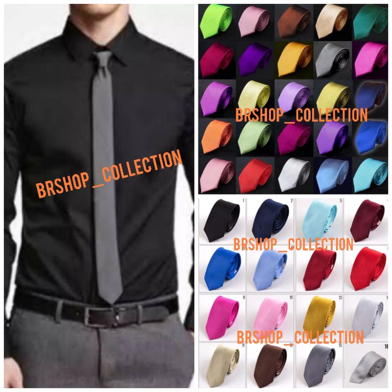 Jual Dasi slim panjang 2inch polos slimfit 5cm abu maron merah peach ...