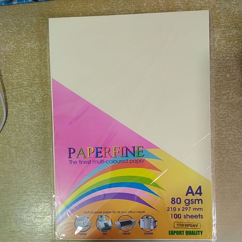 Jual Kertas Paperfine A4 80 Gram 100 Sheet - Kertas HVS Warna | Shopee ...