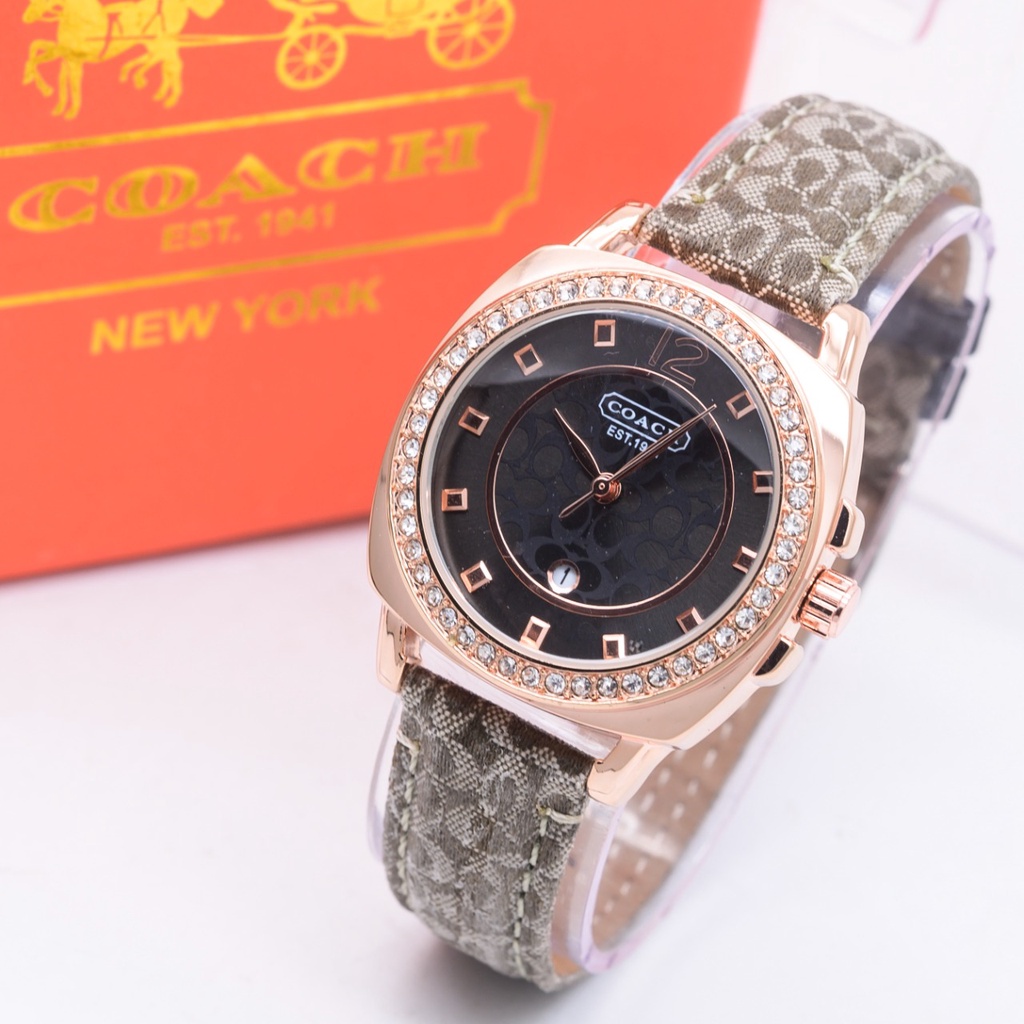 Jual Jam Tangan Wanita Coach Grand Diamond Kanvas Tanggal | Shopee ...