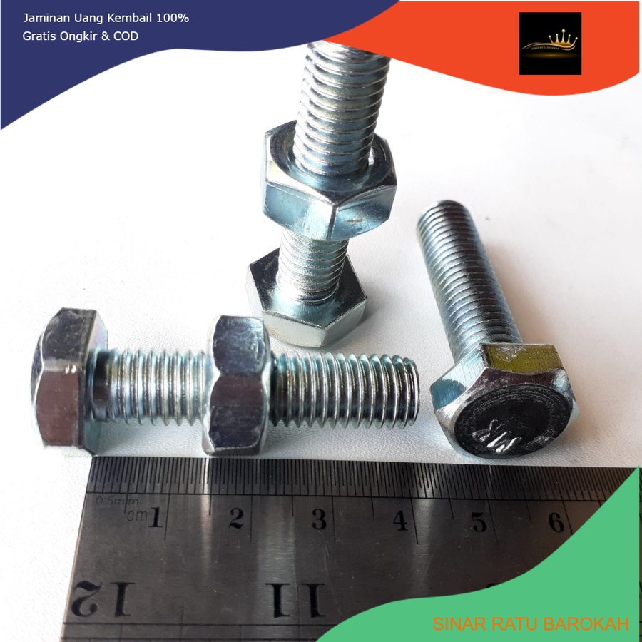 Jual BAUT MUR PUTIH M10 X 40 / BMP M10X40 / BAUT M10X40 PUTIH BMP M10 X 40 KUNCI 17 PANJANG 4CM ...