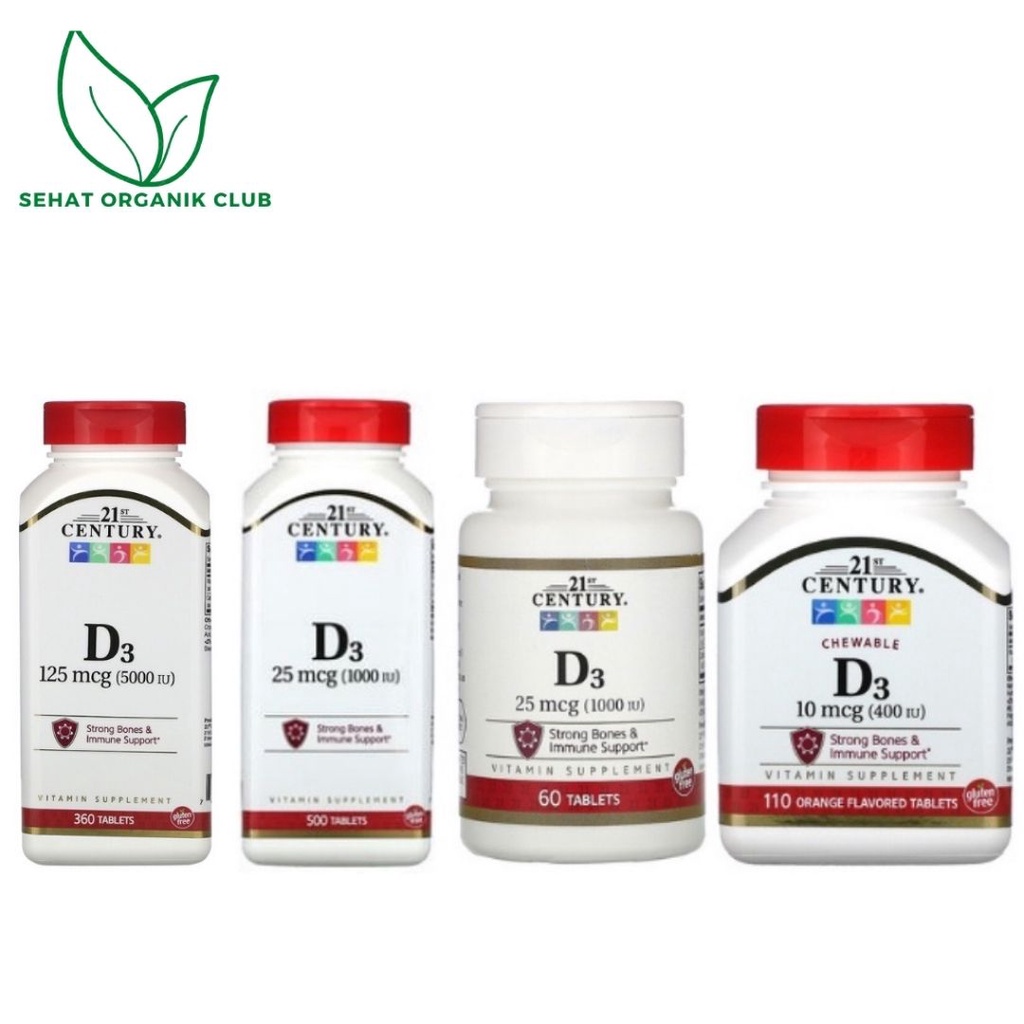 Jual 21 Century Vitamin D3 1000 iu 500 Caps ; D3 1000 iu 60 Caps ; D3 ...
