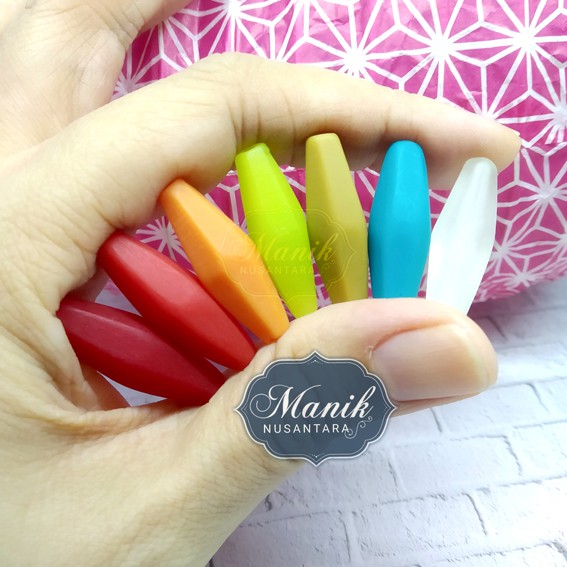 Jual Manik Nusantara Resin Panjang Wajik Merah Oranye Hijau Coklat Biru ...