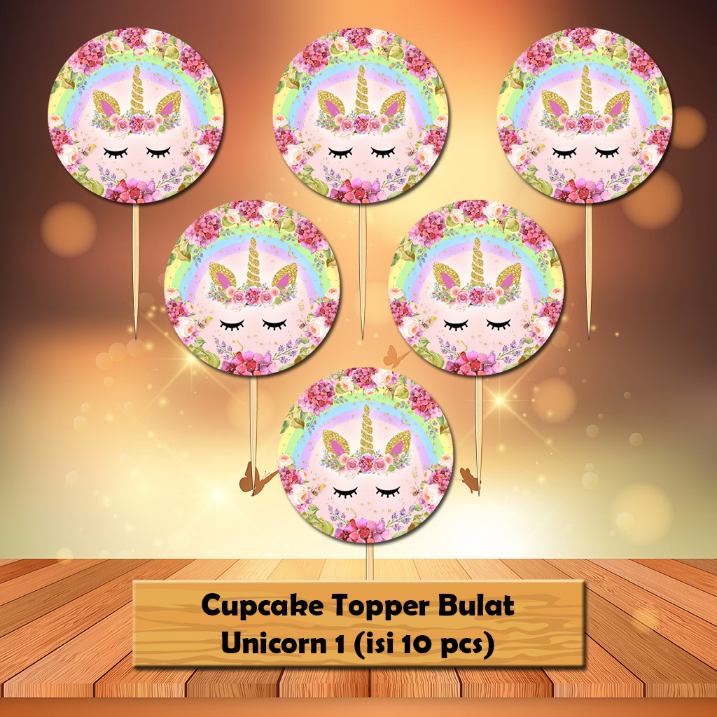 Jual Cupcake Topper Bulat Unicorn (isi 10 pcs) | Shopee Indonesia