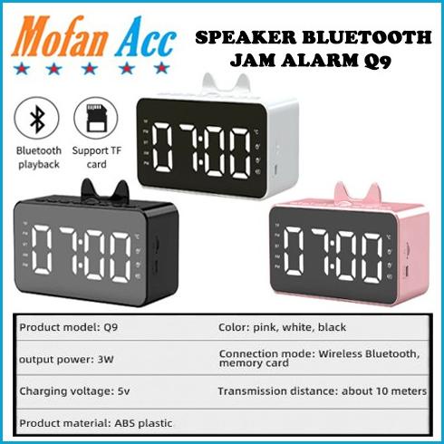 Jual Speaker Jam Bluetooth Desktop Alarm Q9 Led Digital Clock Display ...