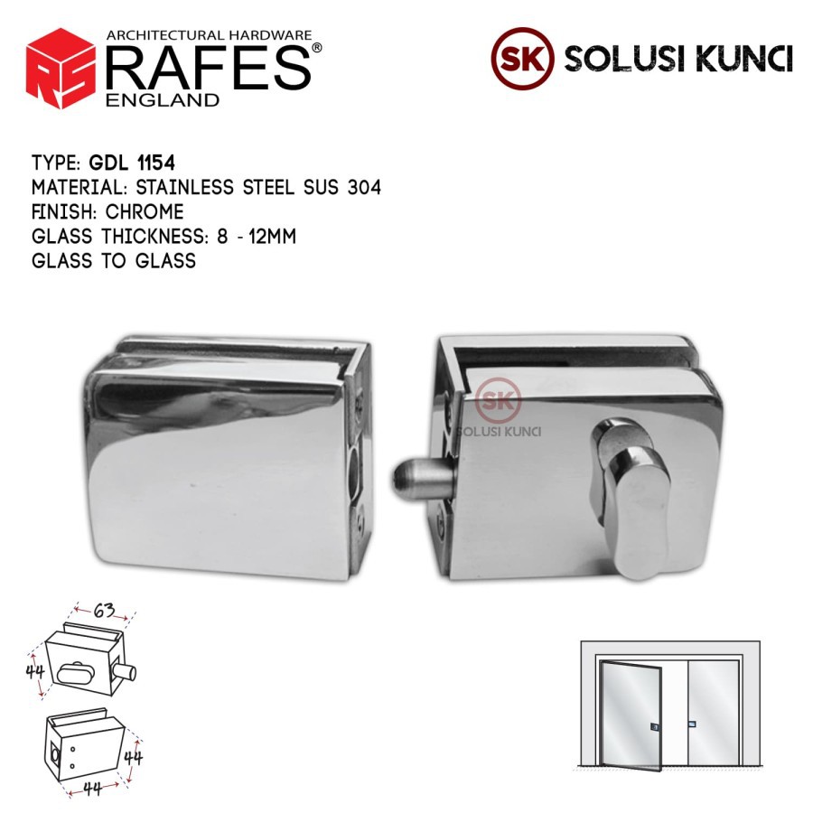 Jual Kunci Pintu Kaca RAFES ENGLAND SUS 304 (GDL 1154) | Shopee Indonesia