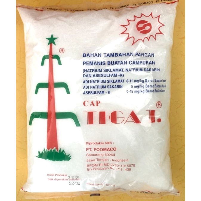 Jual sari manis Pemanis Buatan cap TIGA T 1kg , Sodium 3T 1kg exp DES ...