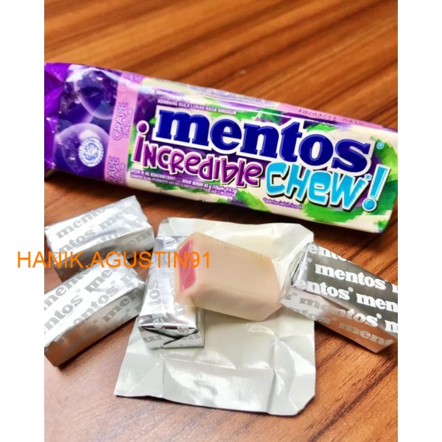Jual Mentos Incredible Chew - Permen Mint Anggur Stick 45gr | Shopee ...