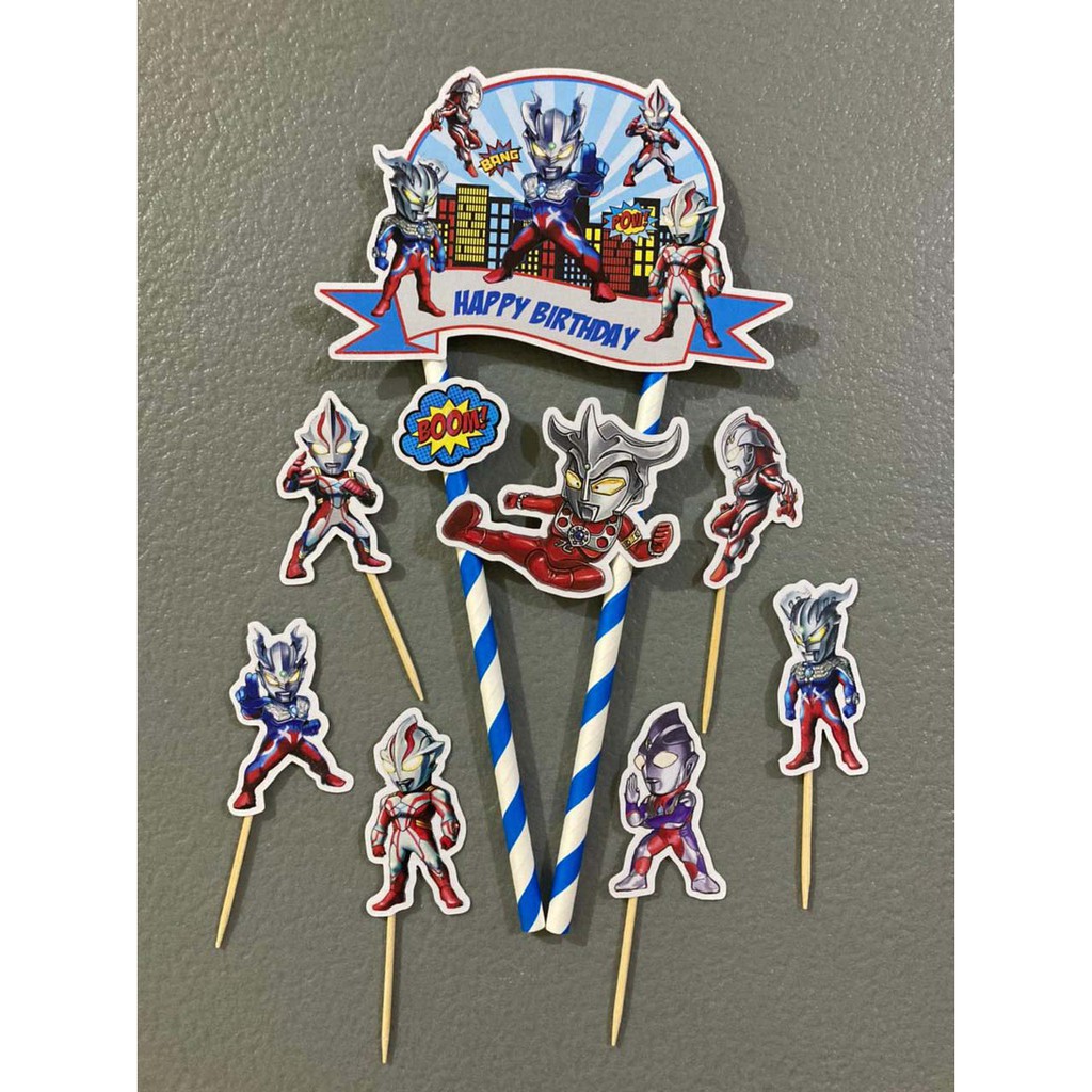 Jual cake topper ultraman / hiasan tusukan kue ulang tahun ultraman ...