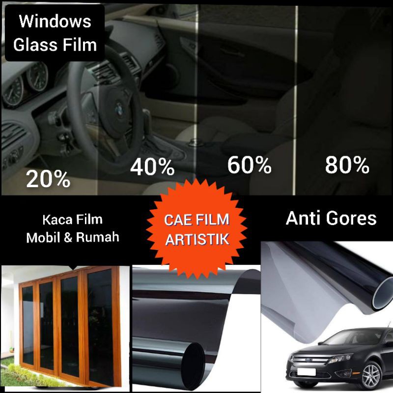 Jual Kaca Filem Mobil Jendela Rumah Gedung Warna Hitam 80% 60% 40% Anti ...