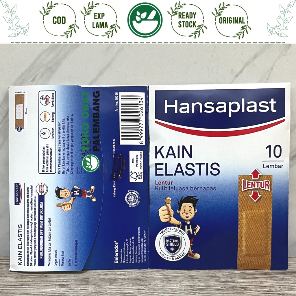 Jual HANSAPLAST KAIN ELASTIS 10 LEMBAR PLESTER LUKA ANTI INFEKSI ...