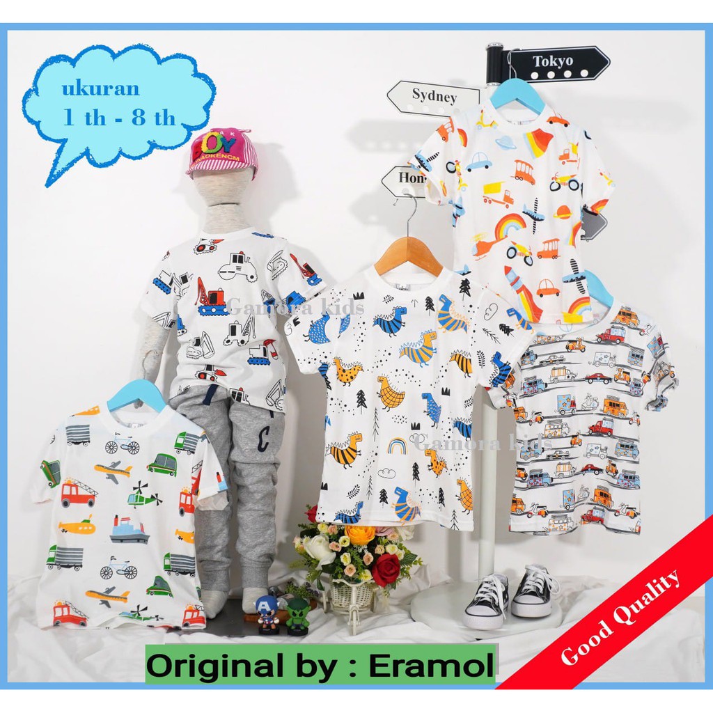 Jual Eramol Baju Kaos Fulprin Anak Anak Cewek Dan Cowok Usia 1 Thn-8 ...