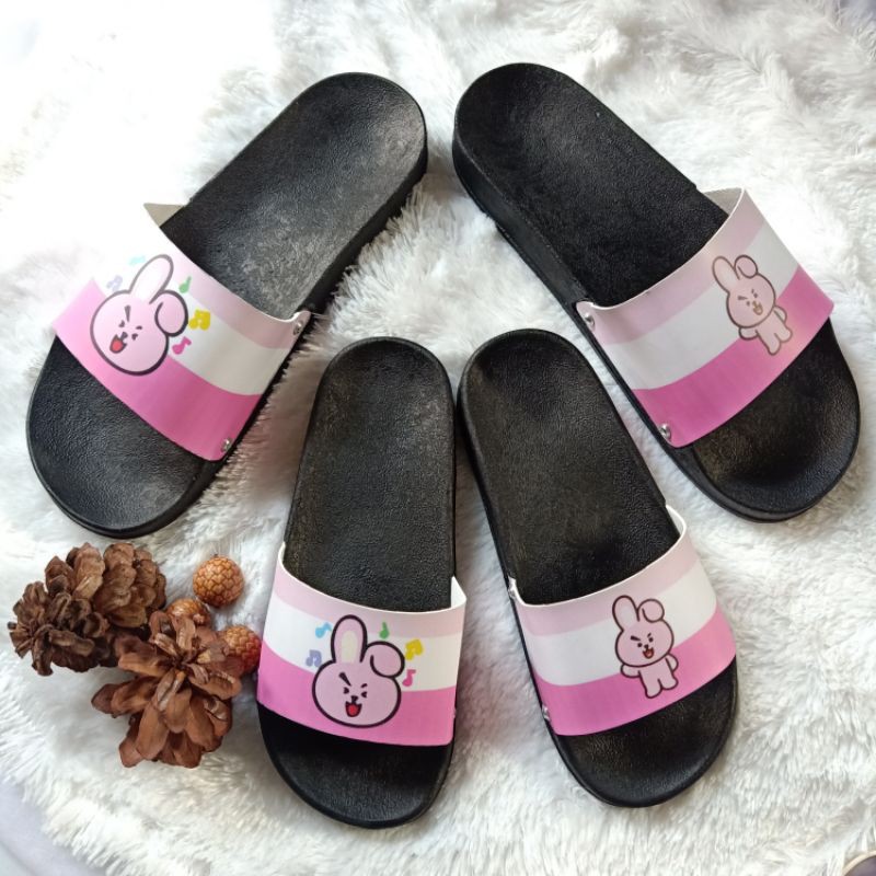 Jual (BISA COD) SENDAL COUPLE SENDAL KEMBAR KARAKTER BTS SELIP JELLY ...