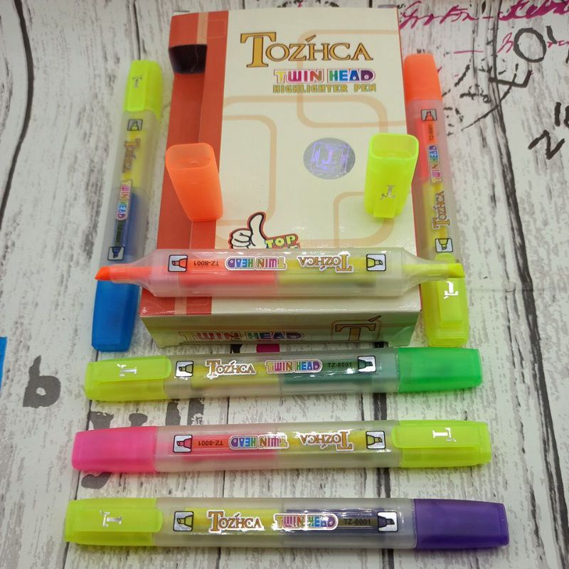 Jual (12 pcs) Stabilo 2 Warna/Highlighter Twin Head/Stabilo Warna ...