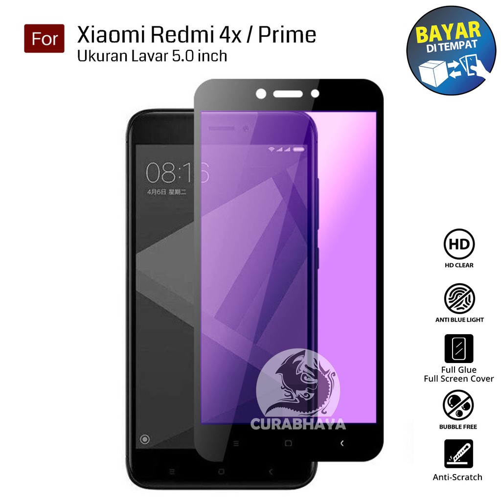 Jual (Glossy) Anti Blue Light Full Cover Tempered Glass for Xiaomi Redmi 4X / Prime (5") Anti ...