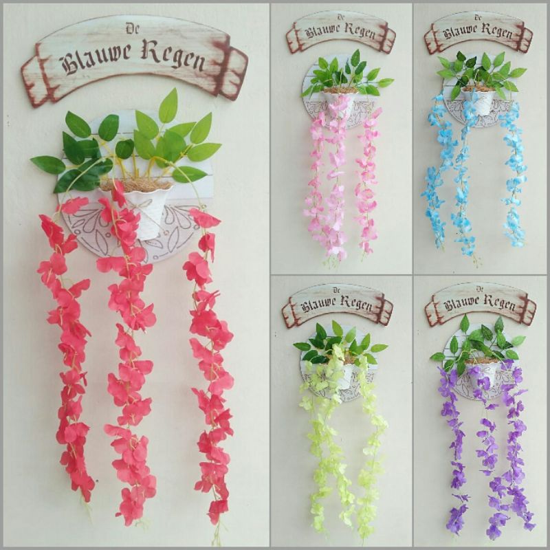 Jual Bunga Rambat Juntai Hiasan dinding Timbul 3D 2 Susun Wisteria ...