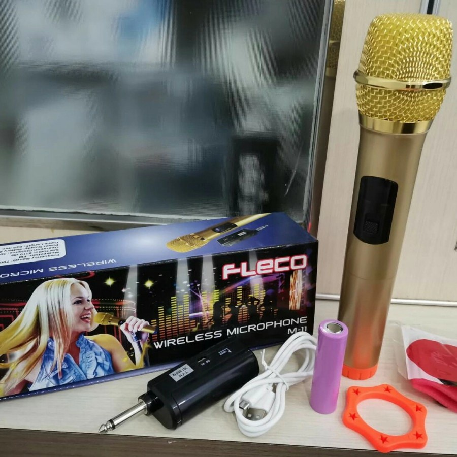 Jual COD Microphone Wireless single terbaru Fleco M-11 mic wireless ...