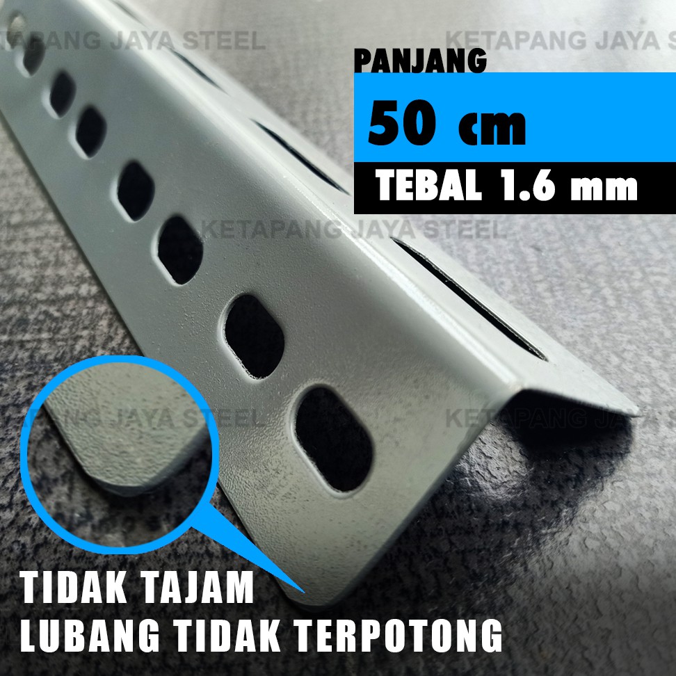 Jual besi rak siku lubang 1.6mm, 50 cm BAGUS dan MURAH!! | Shopee Indonesia
