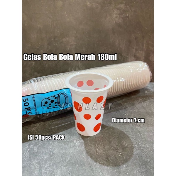 Jual (ISI 50pcs) Gelas 180ml Bola Bola Merah / Cup Bola Bola 180ml ...