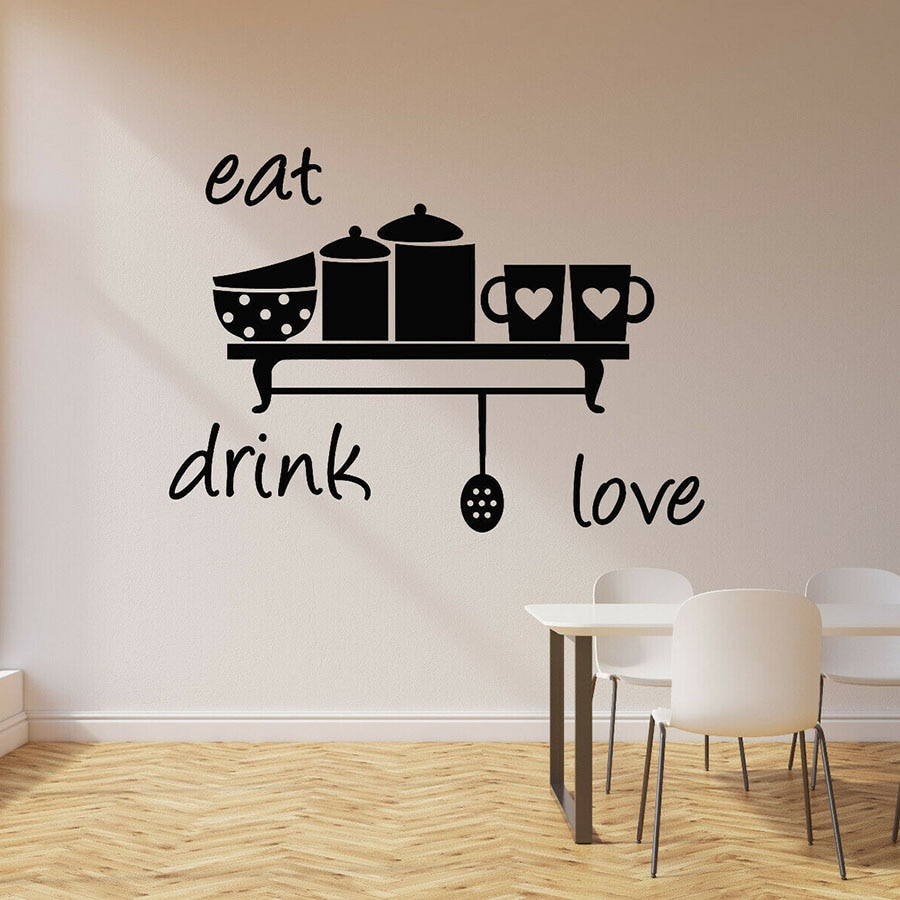 Jual Stiker Dinding Dapur Eat Drink Love Wall Decal Kitchen Home Decor ...