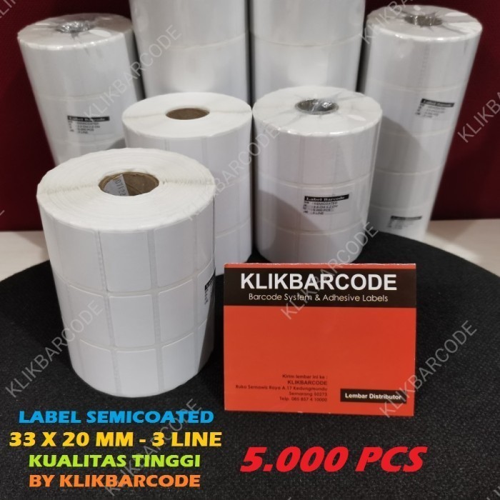 Jual label barcode 33 x 20 x 3 line,semicoated,kualitas tinggi, 5000 ...