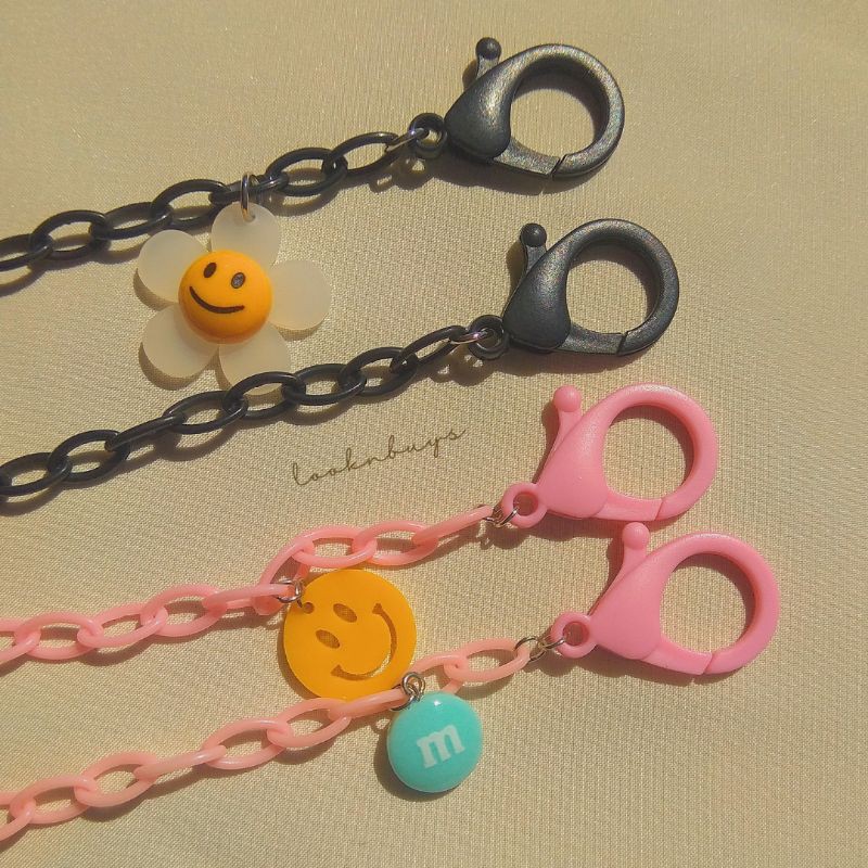 Jual Strap masker rantai akrilik bunga smile / strap masker lucu ...