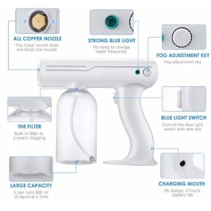 Jual Mesin Semprot Pembersih Elektrik 800 Ml Uap Nano Cahaya Biru ...